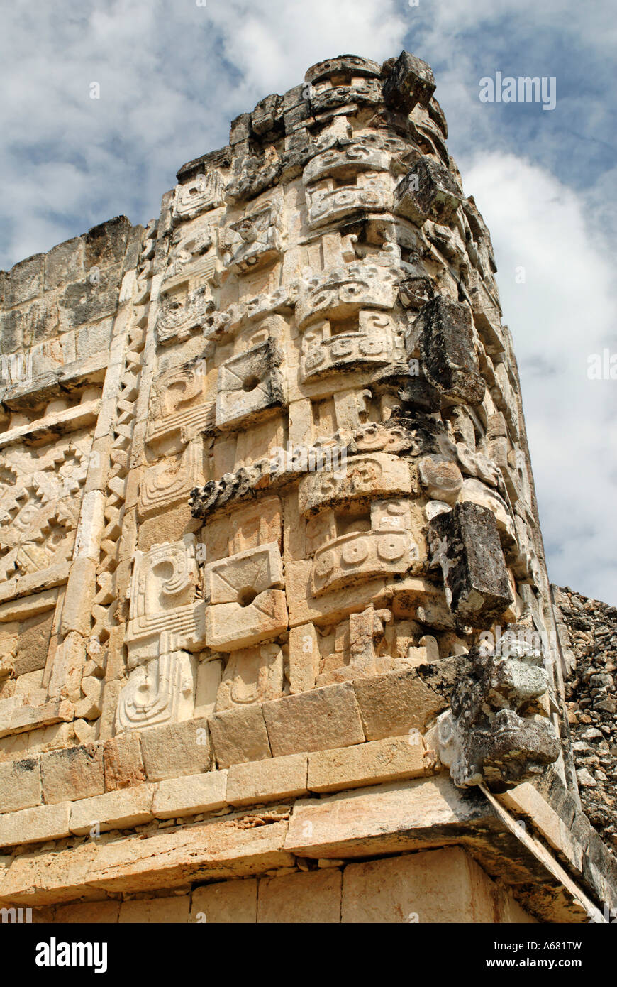 Chaak masks, Maya archeological site Uxmal, Yucatan, Mexico Stock Photo ...