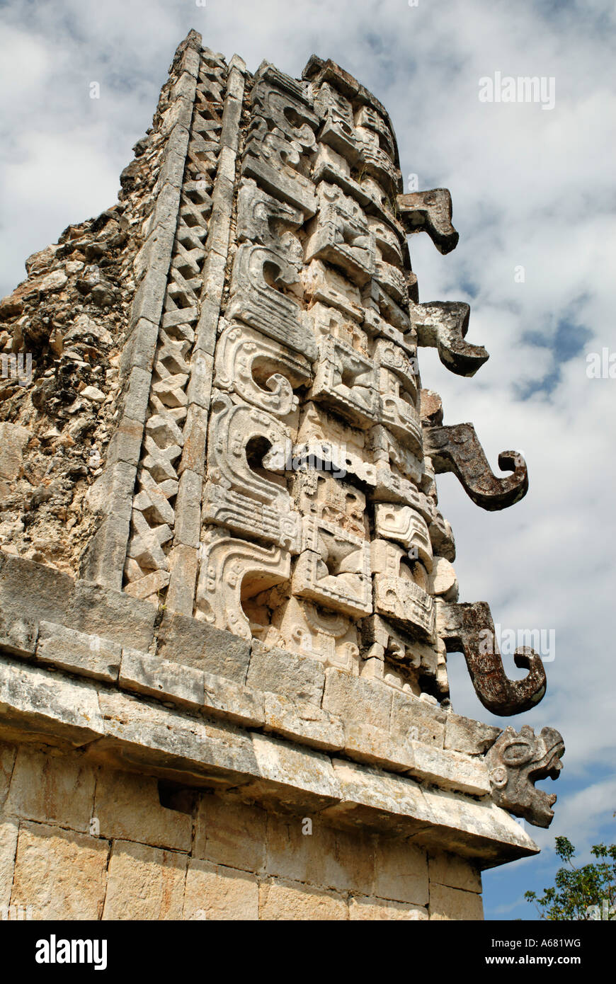 Chaak masks, Maya archeological site Uxmal, Yucatan, Mexico Stock Photo ...