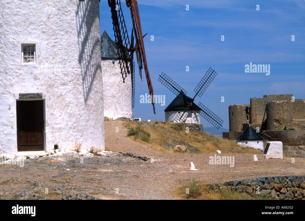 Windmills at Consuegra, Don Quixote country, New Castile, Spain Stock ...
