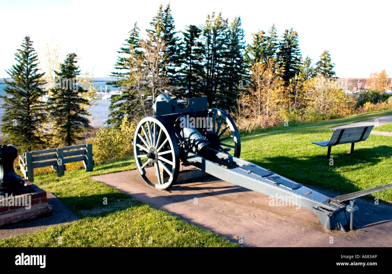 Canon overlooking Lake Superior in Memorial Park. Ashland Wisconsin USA ...