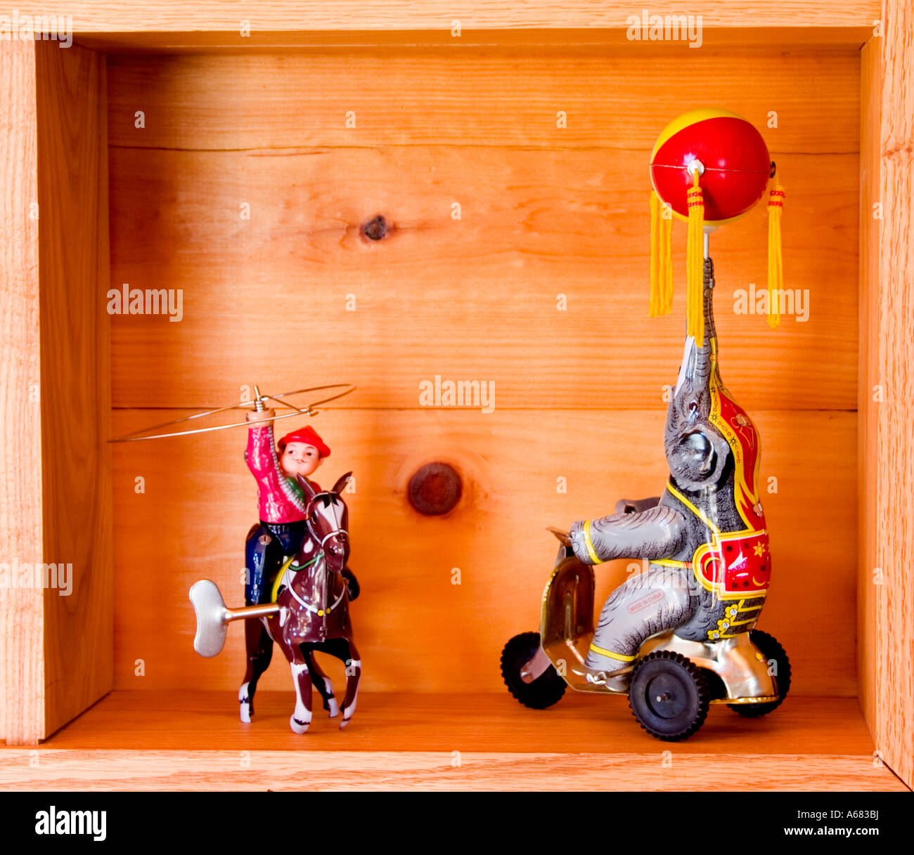 Collectable antique circus toys elephant balancing ball on scooter and ...