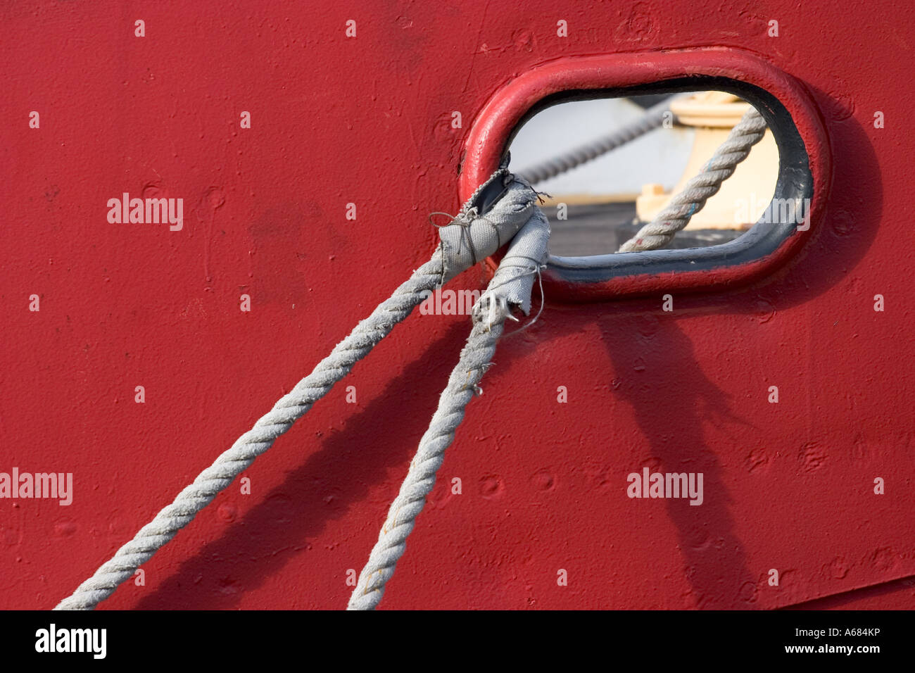 Close up of red hull and line on ship Stock Photo - Alamy