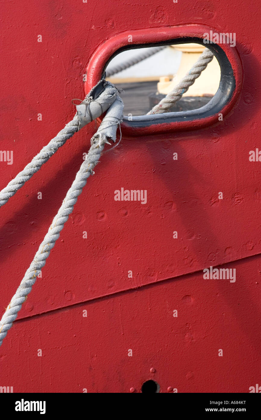 Close up of red hull and line on ship Stock Photo - Alamy