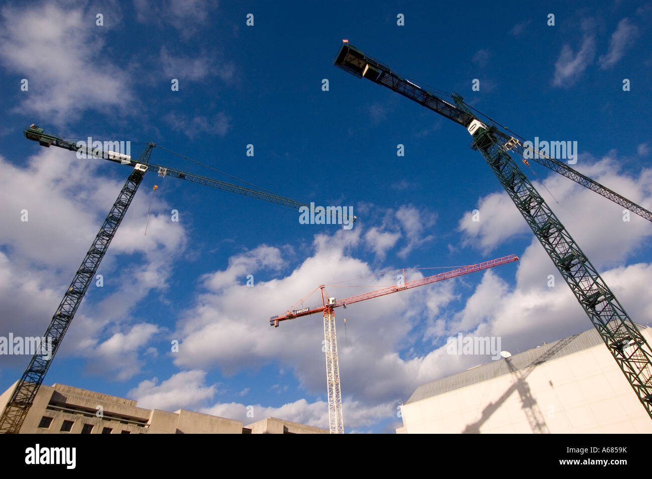 Construction cranes at site of The Freedom Forum, Newseum; Washington ...