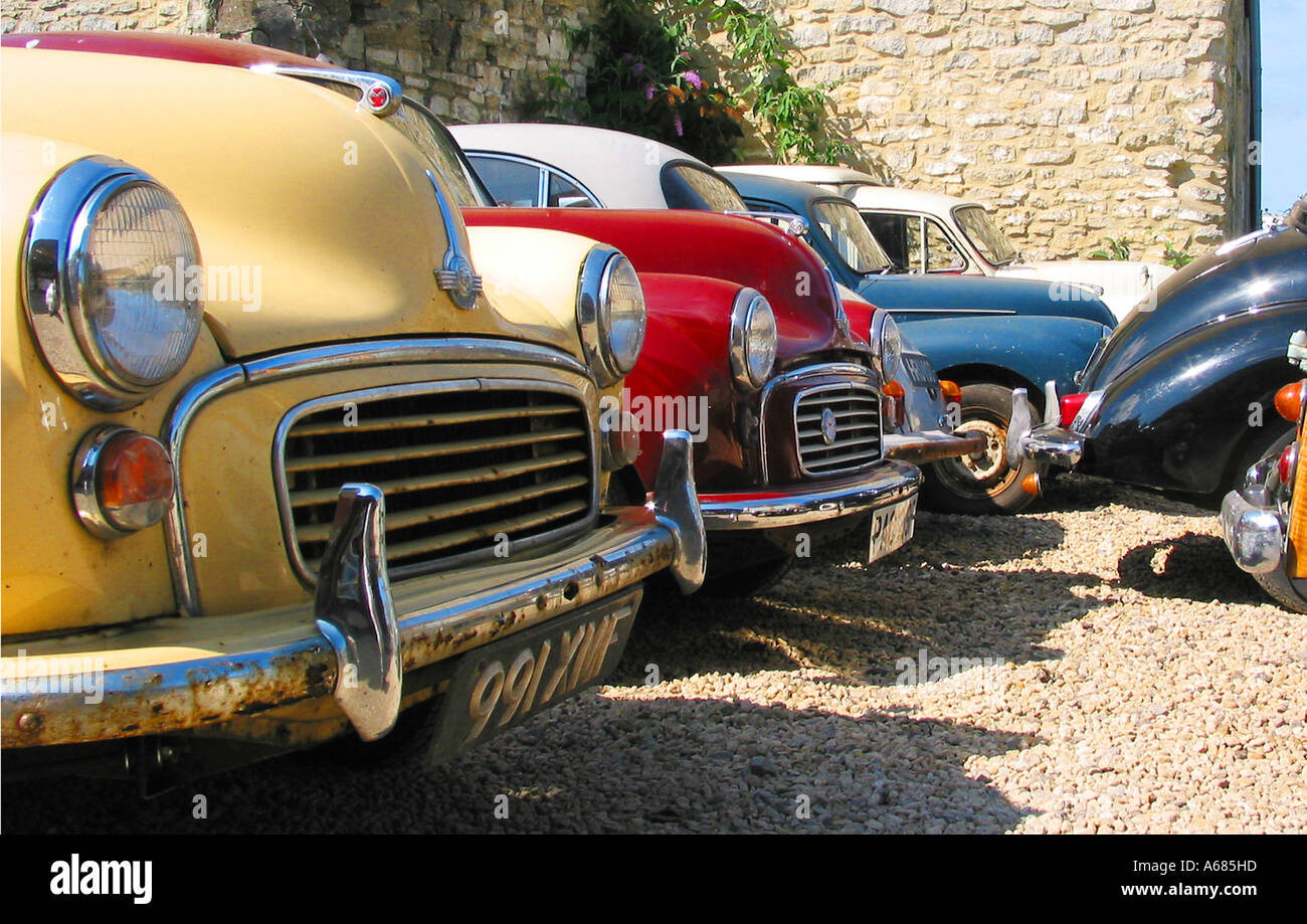 Frontal view of various Morris Minors saloon at Morris Minor Centre ...