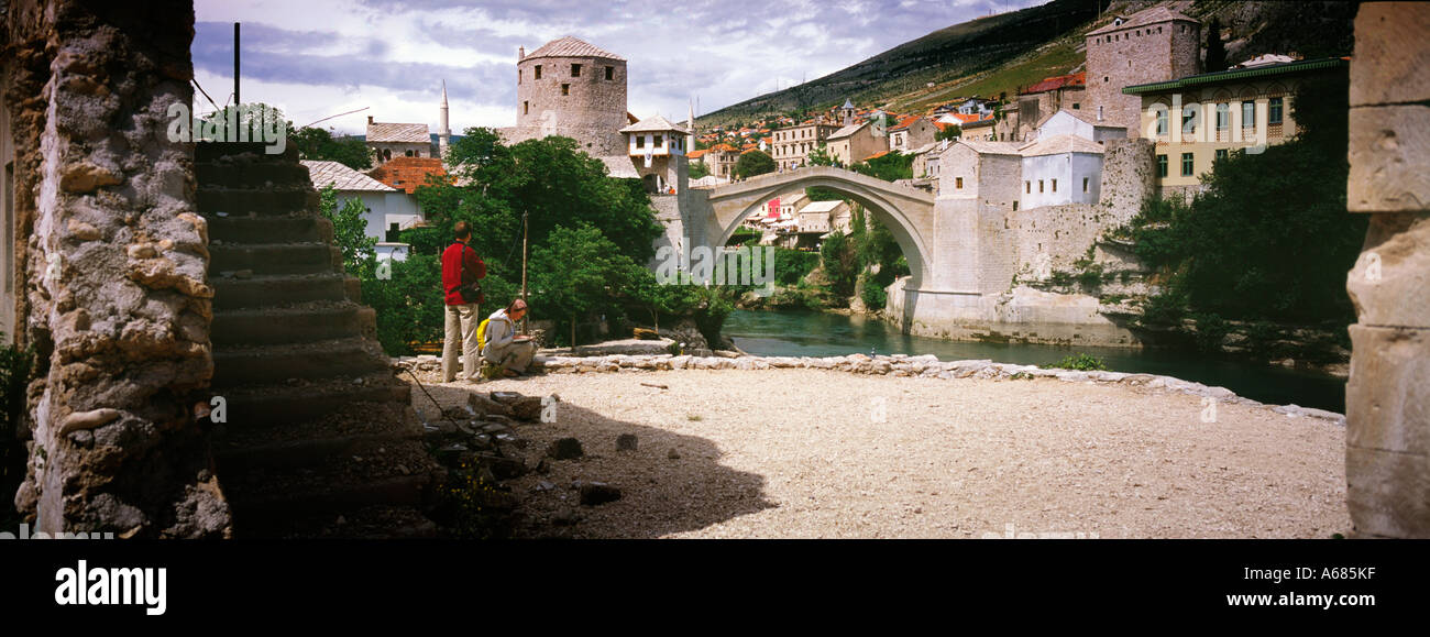 Rebuilt Old Bridge at Mostar Stock Photo - Alamy