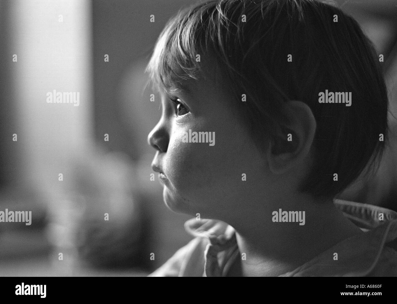 head portrait of little boy in profile Stock Photo - Alamy