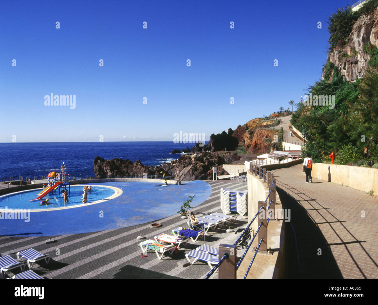Funchal Area Madeira Lido Swimming Pool People Person Walking Stock ...