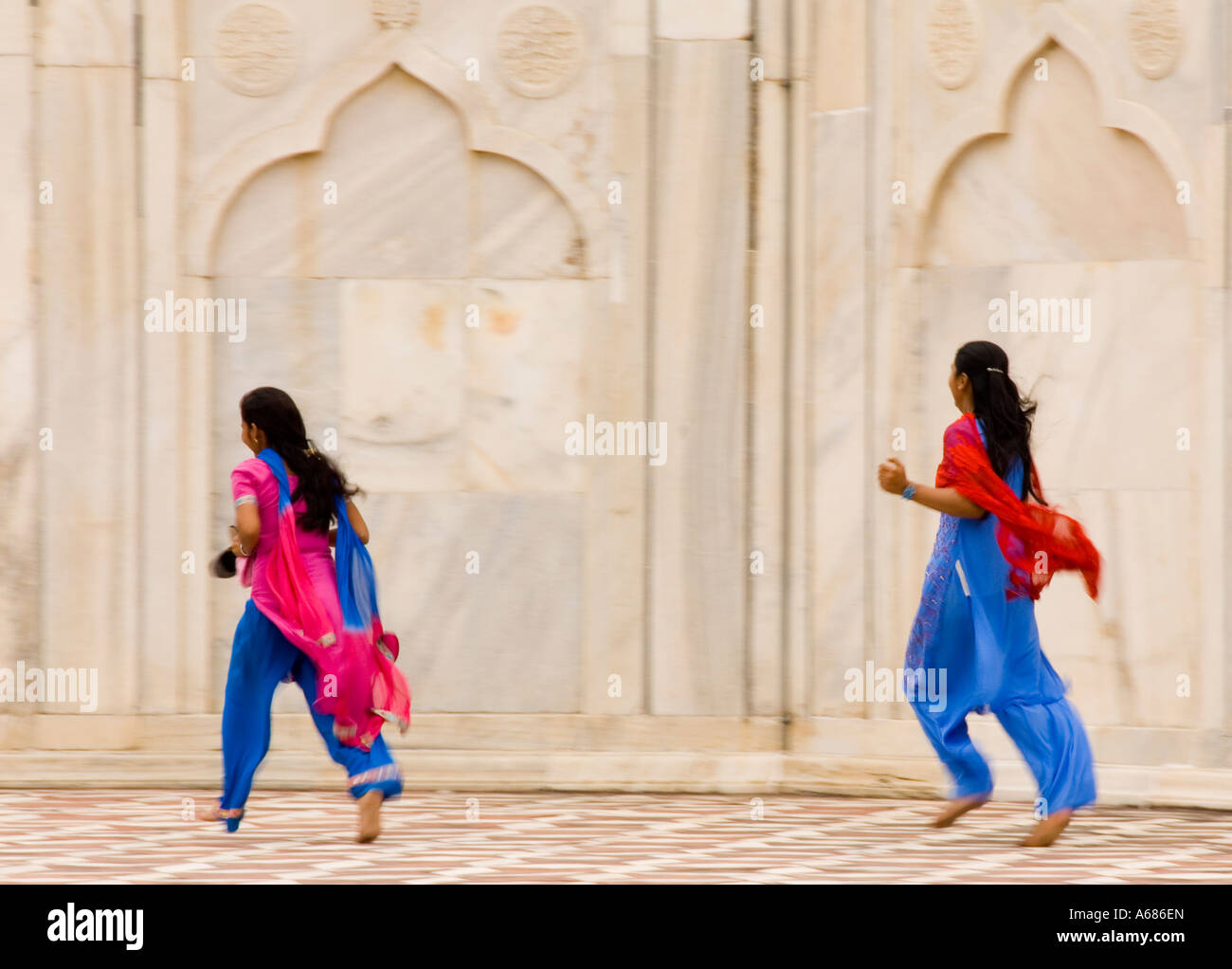 Indian Teenage Girls enjoying Life and full of happiness Taj Mahal ...
