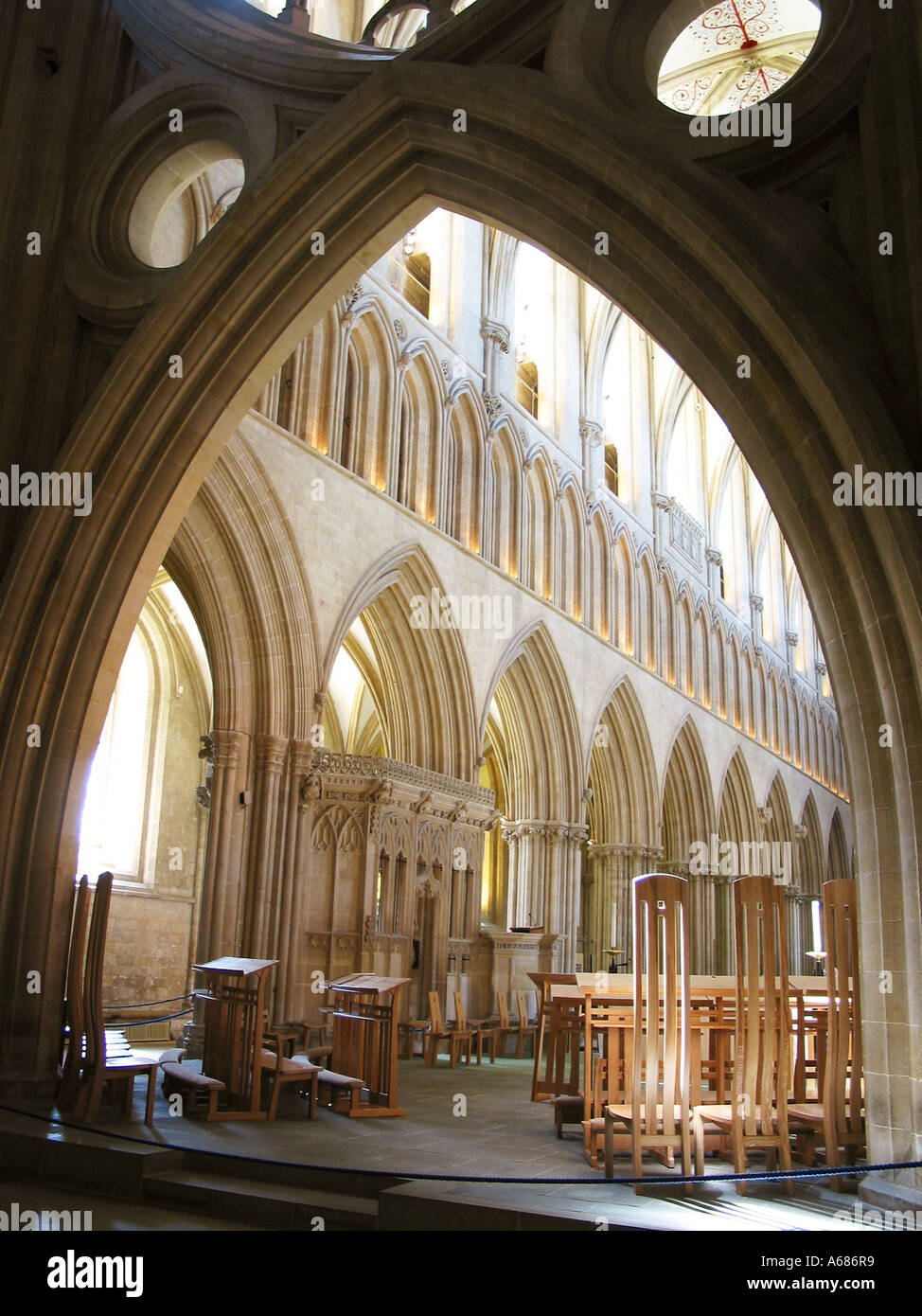 Interior of Wells cathedral Somerset England United Kingdom Stock Photo ...