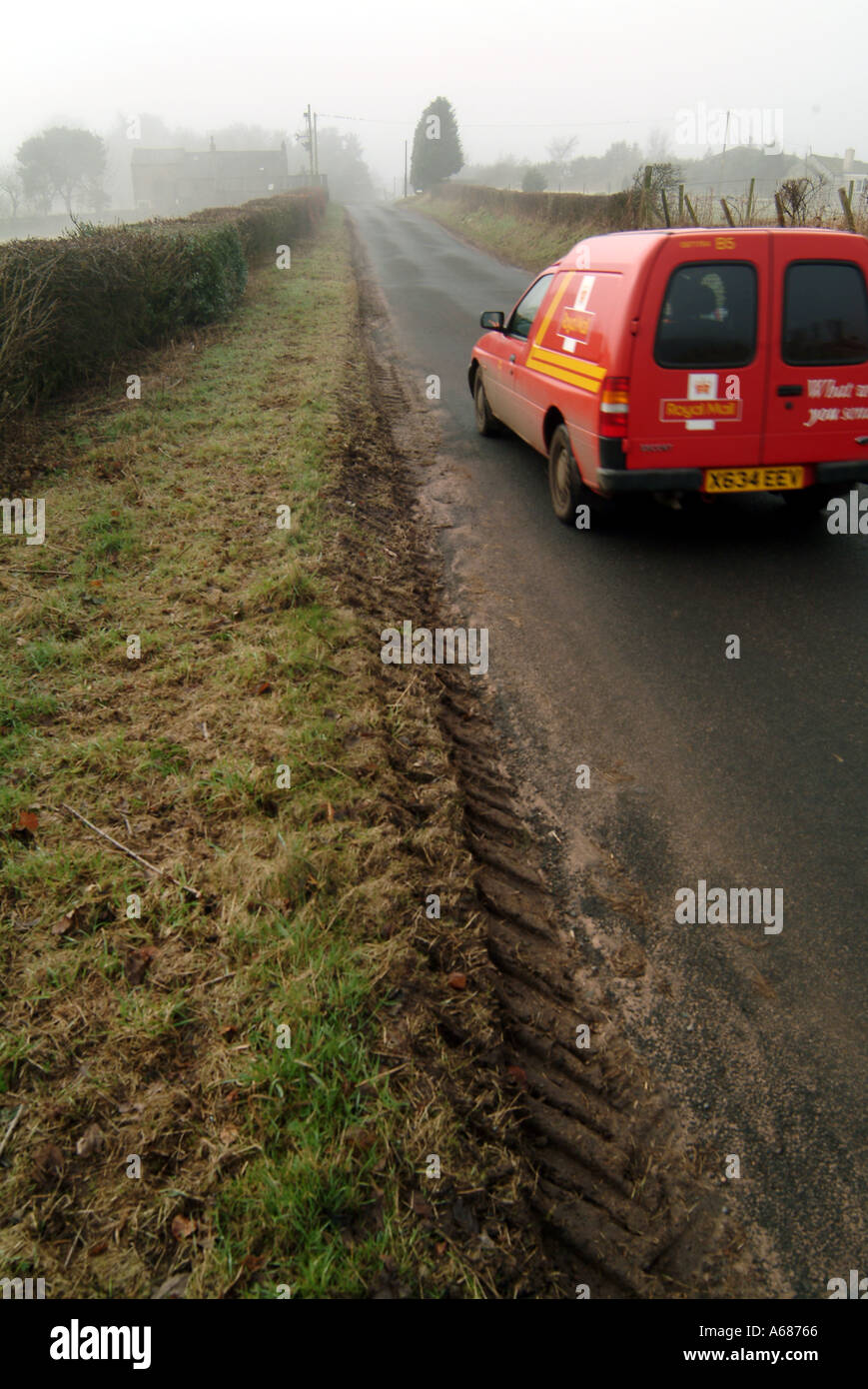 postal service post office van motor country lane rural faugh Stock ...