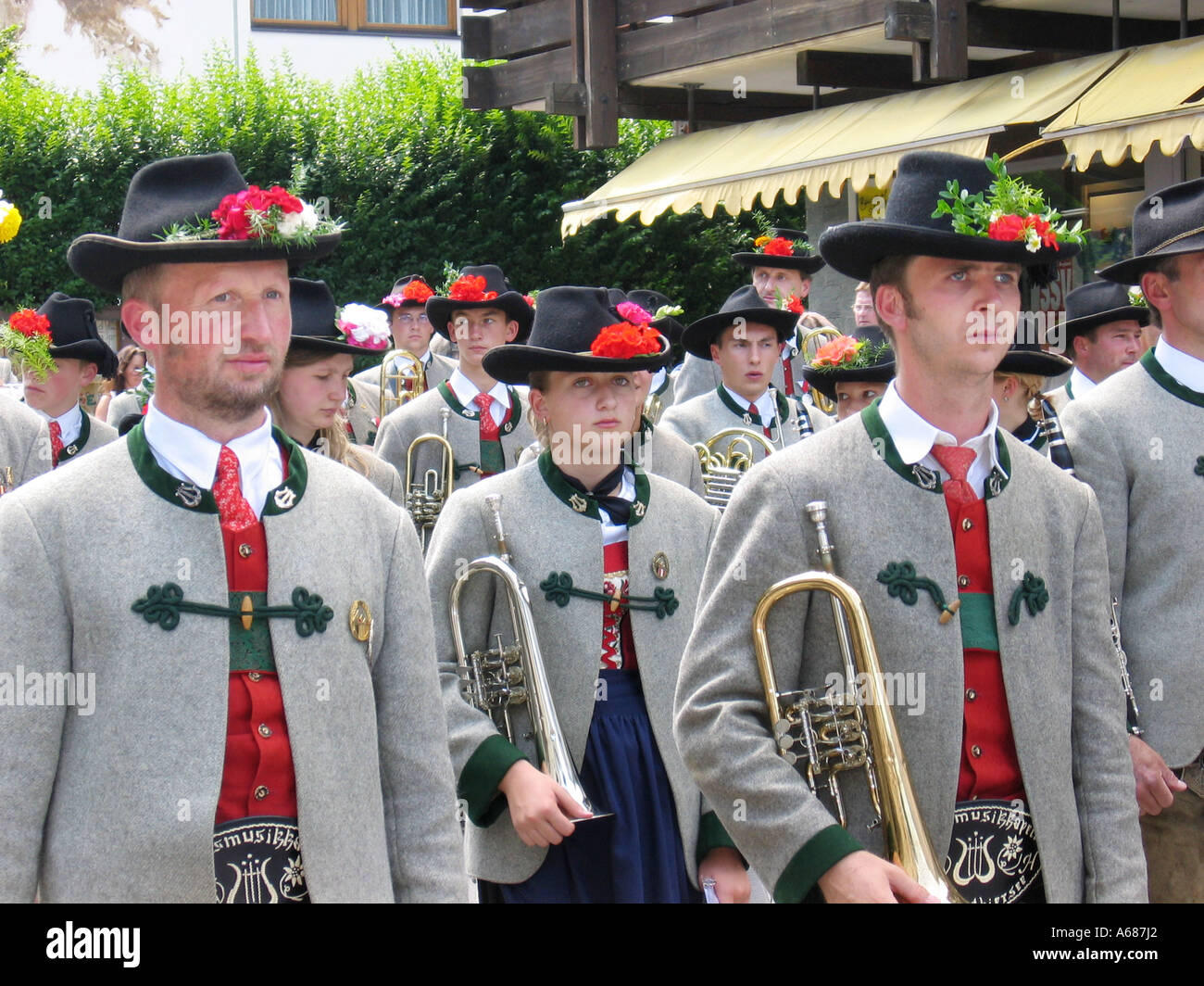 Group of men dressed in traditional dress at annual festival Mayrhofen ...