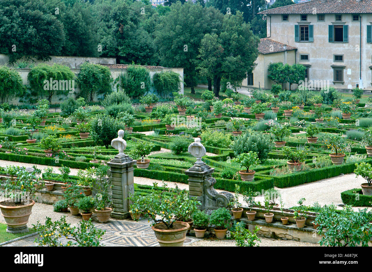The sixteenth century garden of Villa di Castello, Florence, Tuscany ...