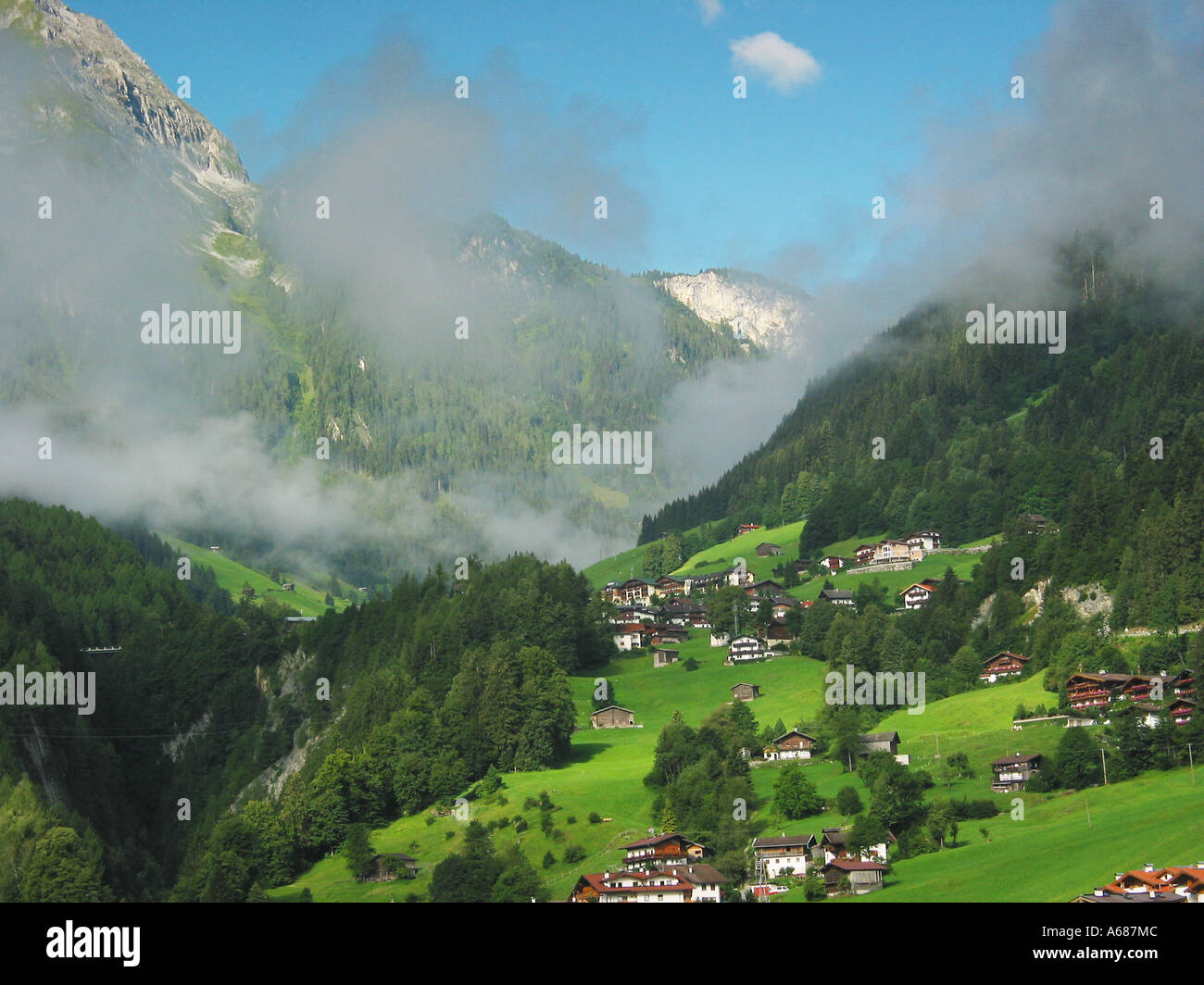 View southward from Mayrhofen towards Finkenberg and Ahorn mountains ...