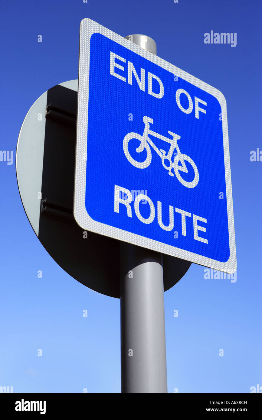 Bicycle End of Route Sign Stock Photo - Alamy