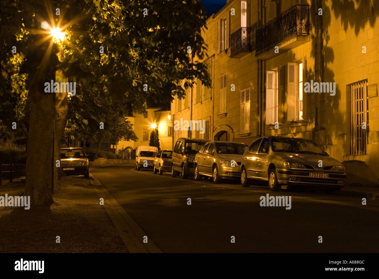 French street at night Stock Photo - Alamy