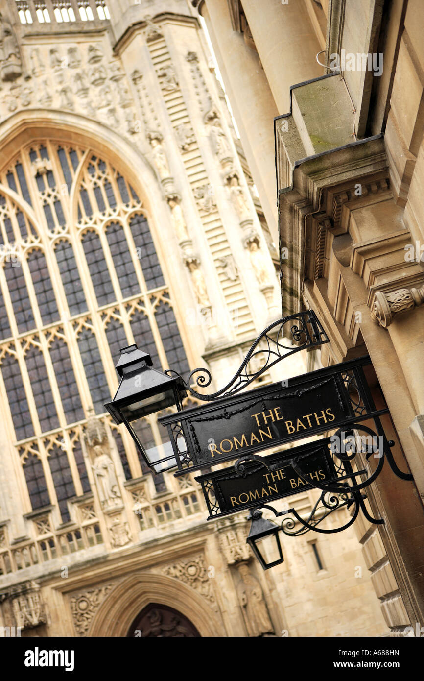 Roman Baths Sign in Bath England Stock Photo - Alamy
