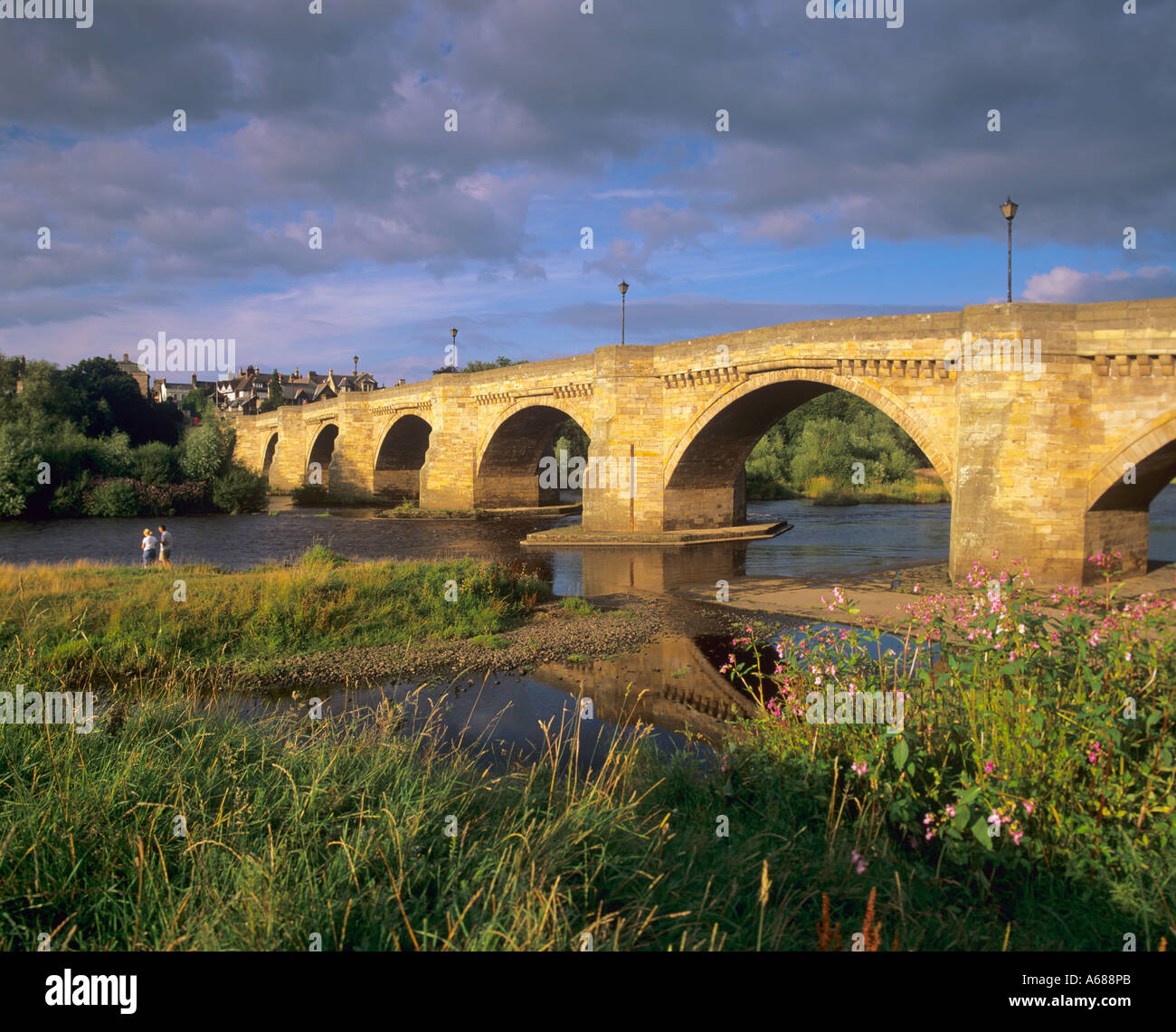 The bridge over the River Tyne at Corbridge, in Northumberland, England ...