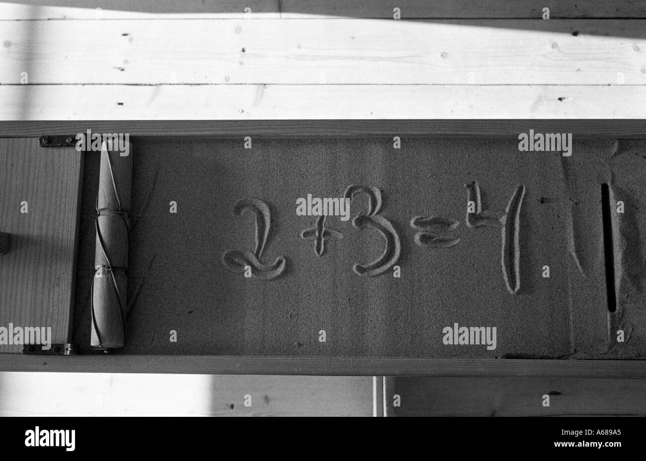 old sand box for writing in old school Stock Photo - Alamy