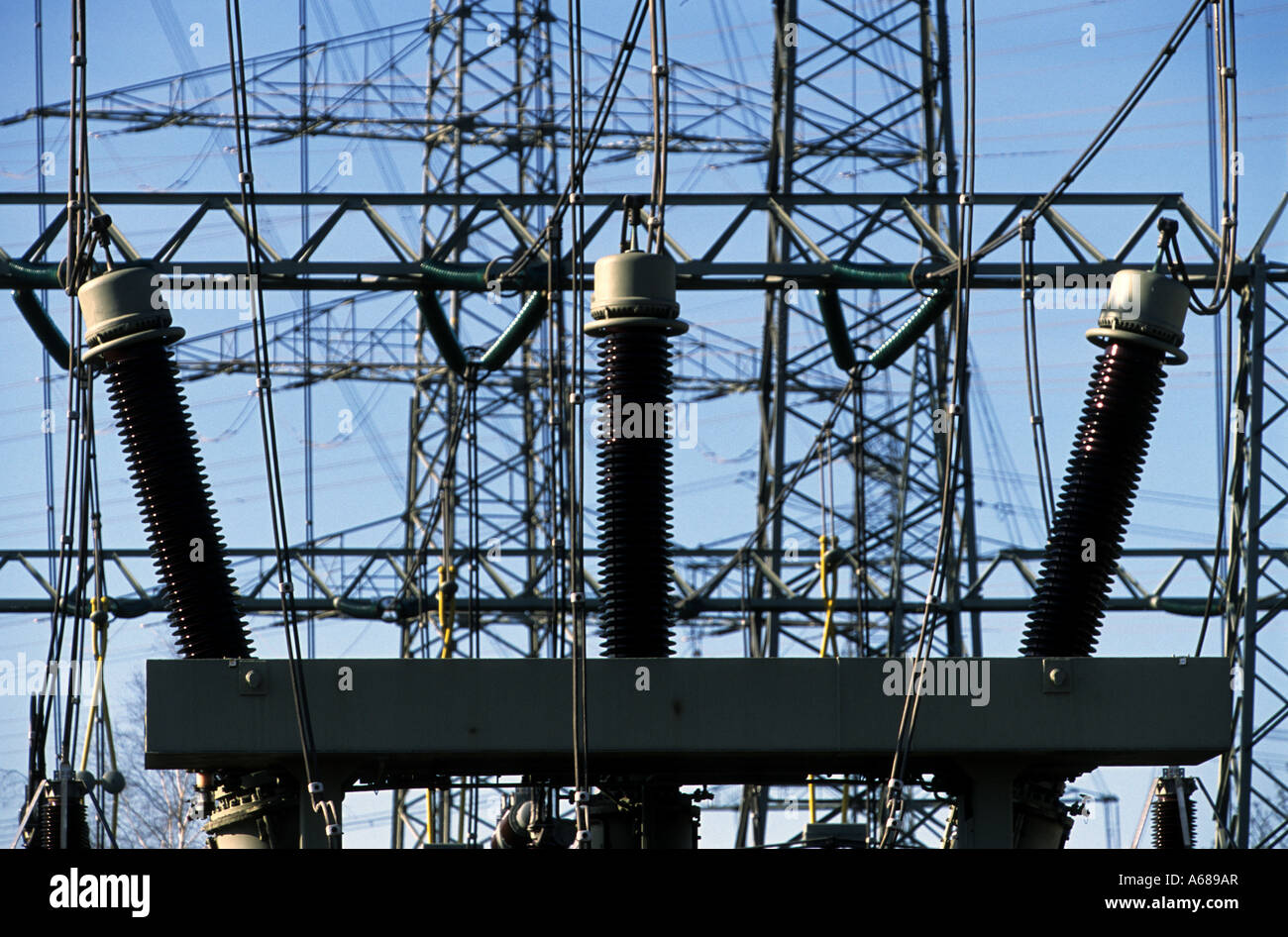 High voltage electricity substation, Solingen, North Rhine Westphalia ...