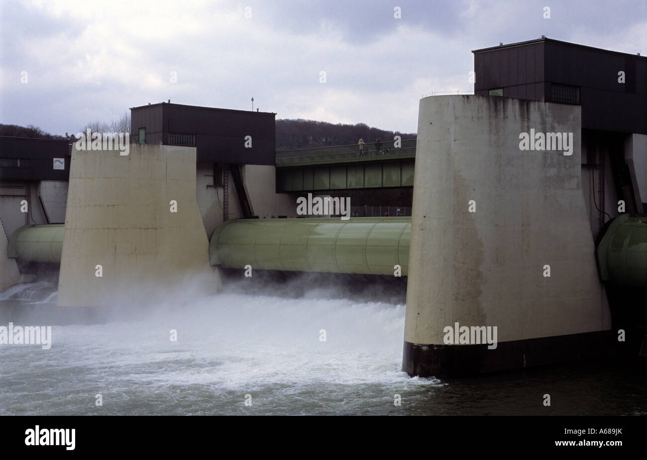 Baldeney hydro-electric power station on the Ruhr river near Essen ...