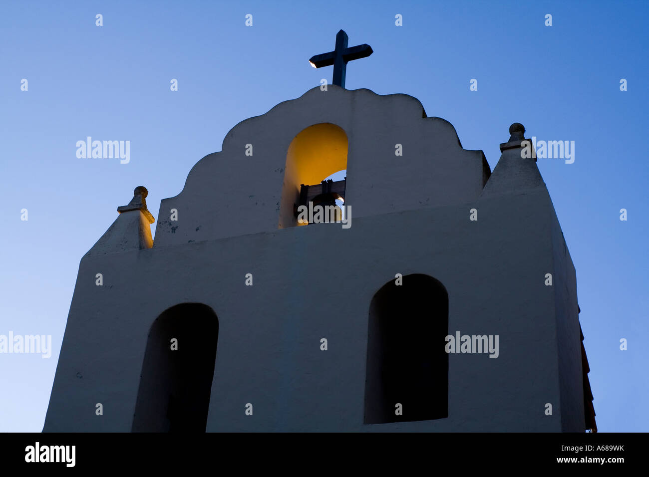 Spanish mission bell tower Stock Photo - Alamy