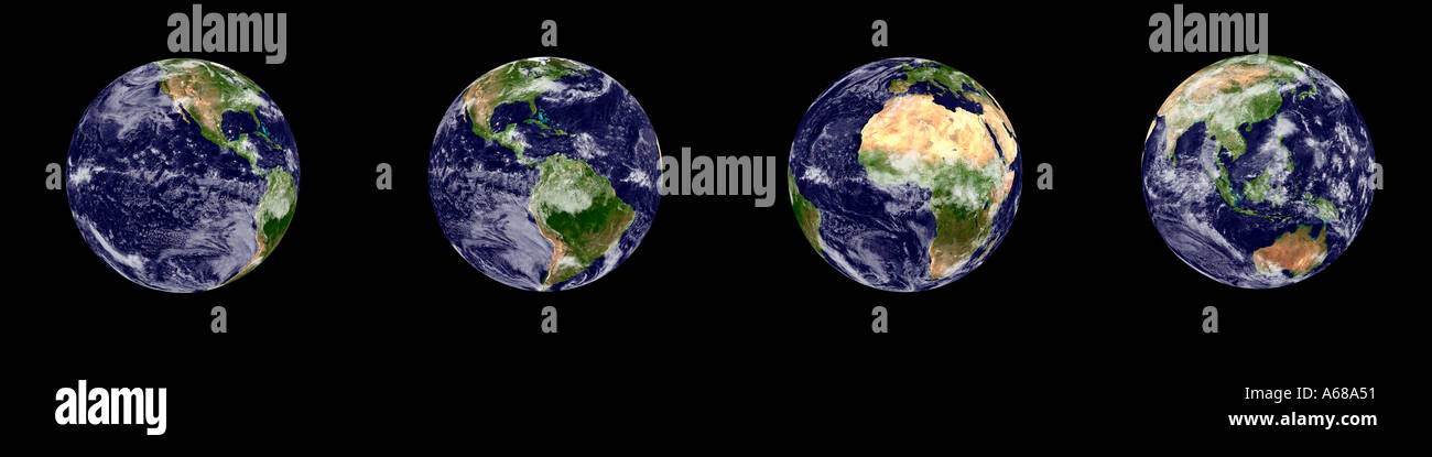 Four views of the Full Earth from Space Stock Photo - Alamy