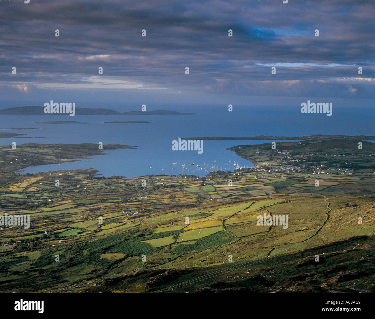 roaring water bay schull sea inlet, from top of mount gabriel, beauty ...