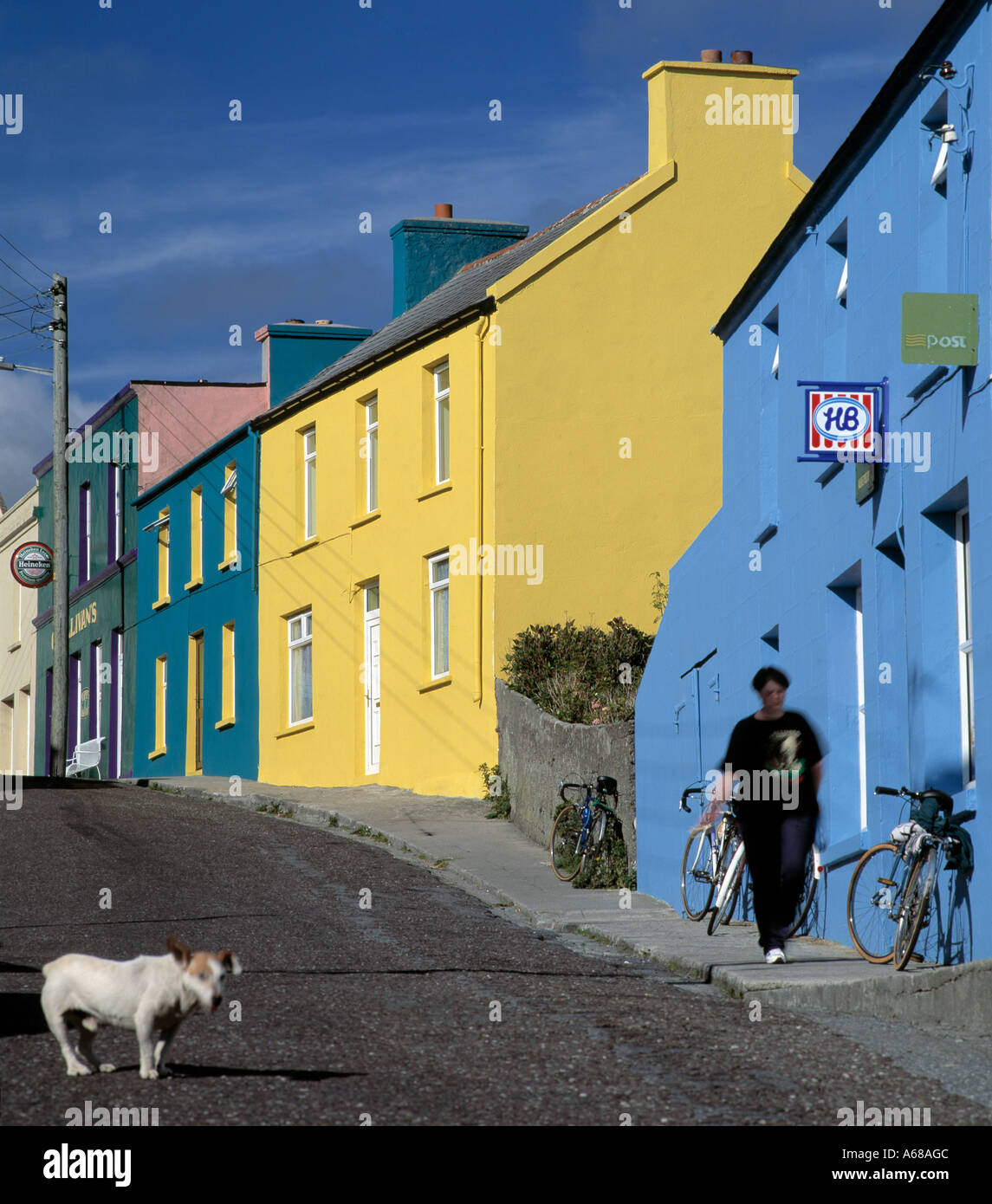 colorful street side buildings in an irish rural village Stock Photo ...