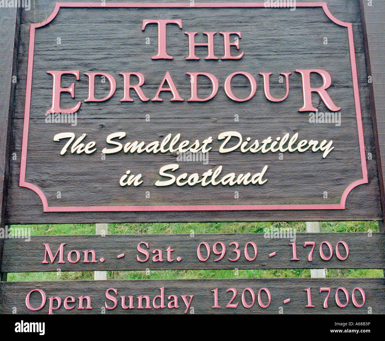 Edradour sign, Edradour Distillery, Pitlochery, Scotland Stock Photo ...