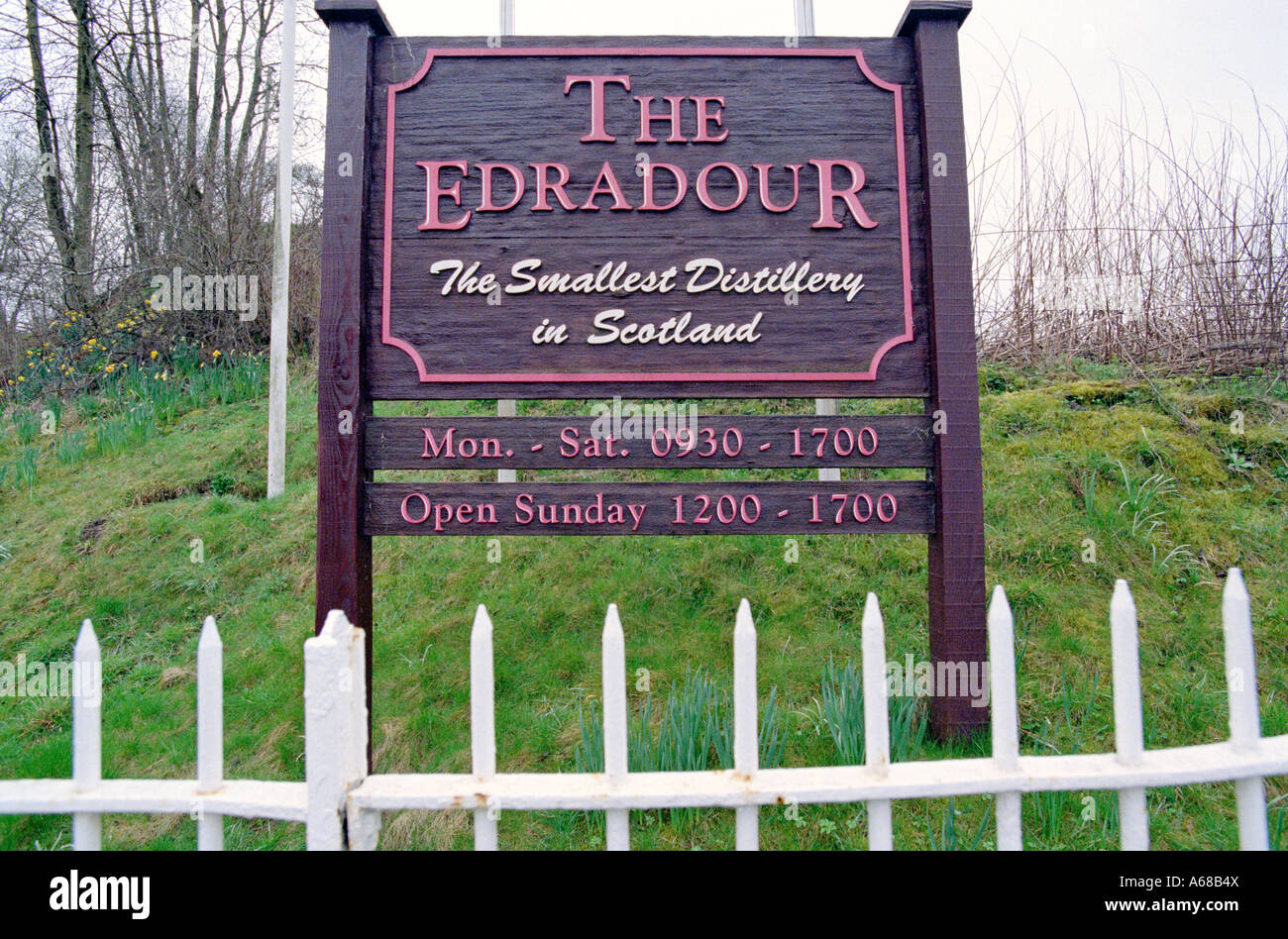 Sign at Edradour Distillery, Pitlochery, Scotland Stock Photo - Alamy