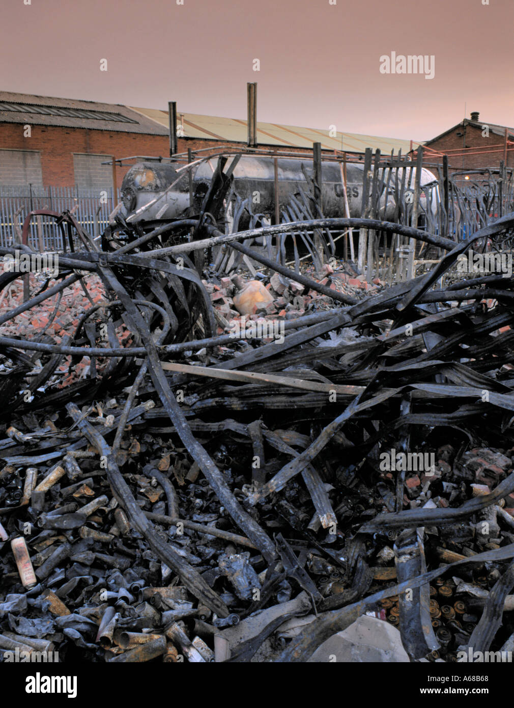 Aftermath of an arson attack of a lighter factory, North Shields, Tyne ...