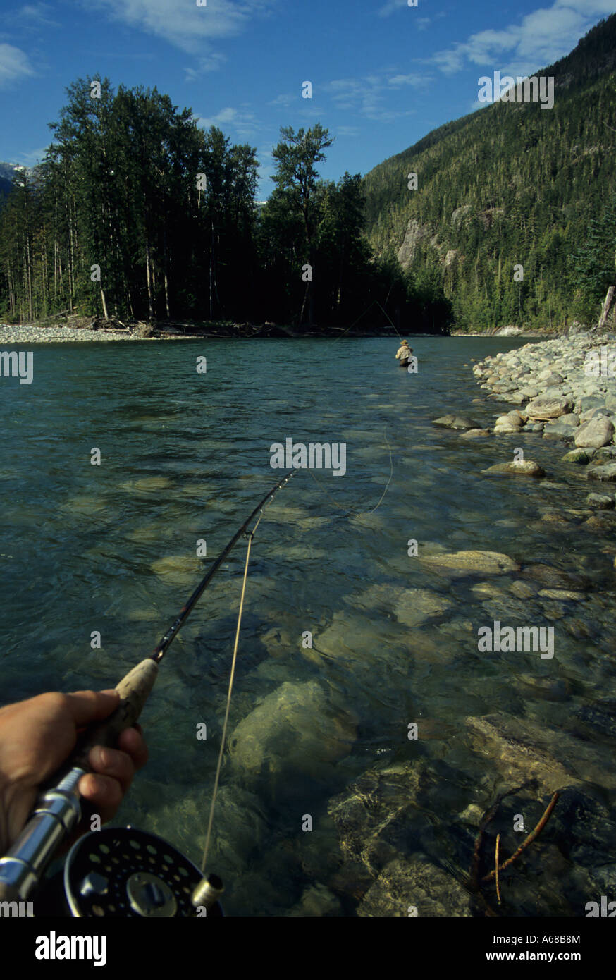Flyfishing for steelhead Dean river British Columbia Stock Photo - Alamy