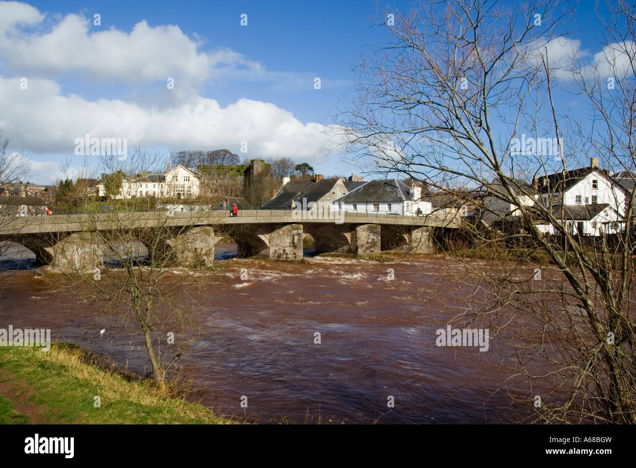 River Usk & Bridge, Brecon, Powys, Wales, UK Stock Photo - Alamy