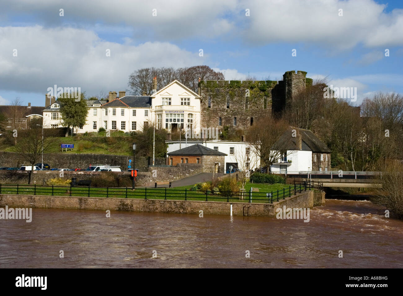 Brecon Castle & River Usk, Brecon, Powys, Wales, UK Stock Photo - Alamy