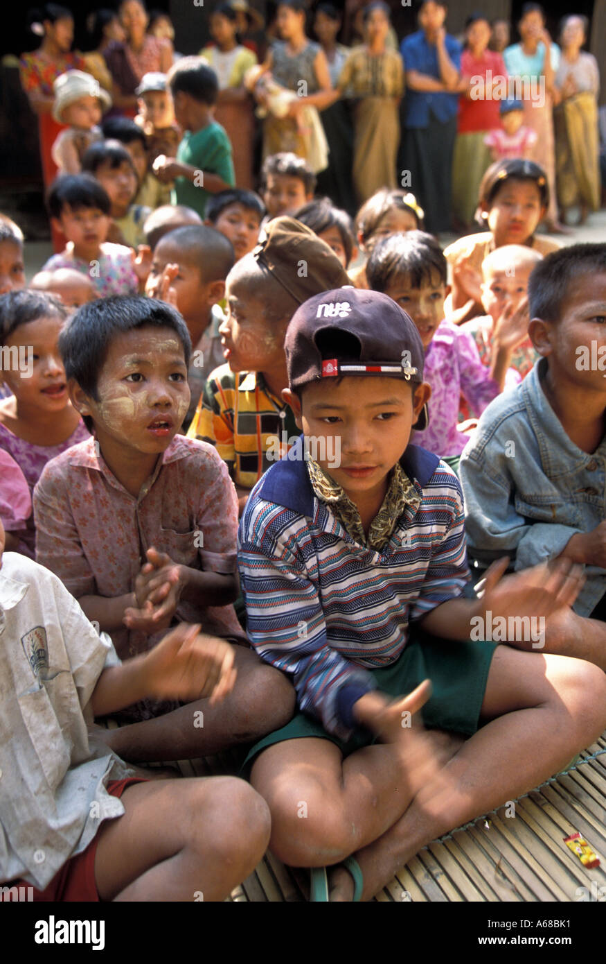 Children at an outdoor class Burma Myanmar Stock Photo - Alamy