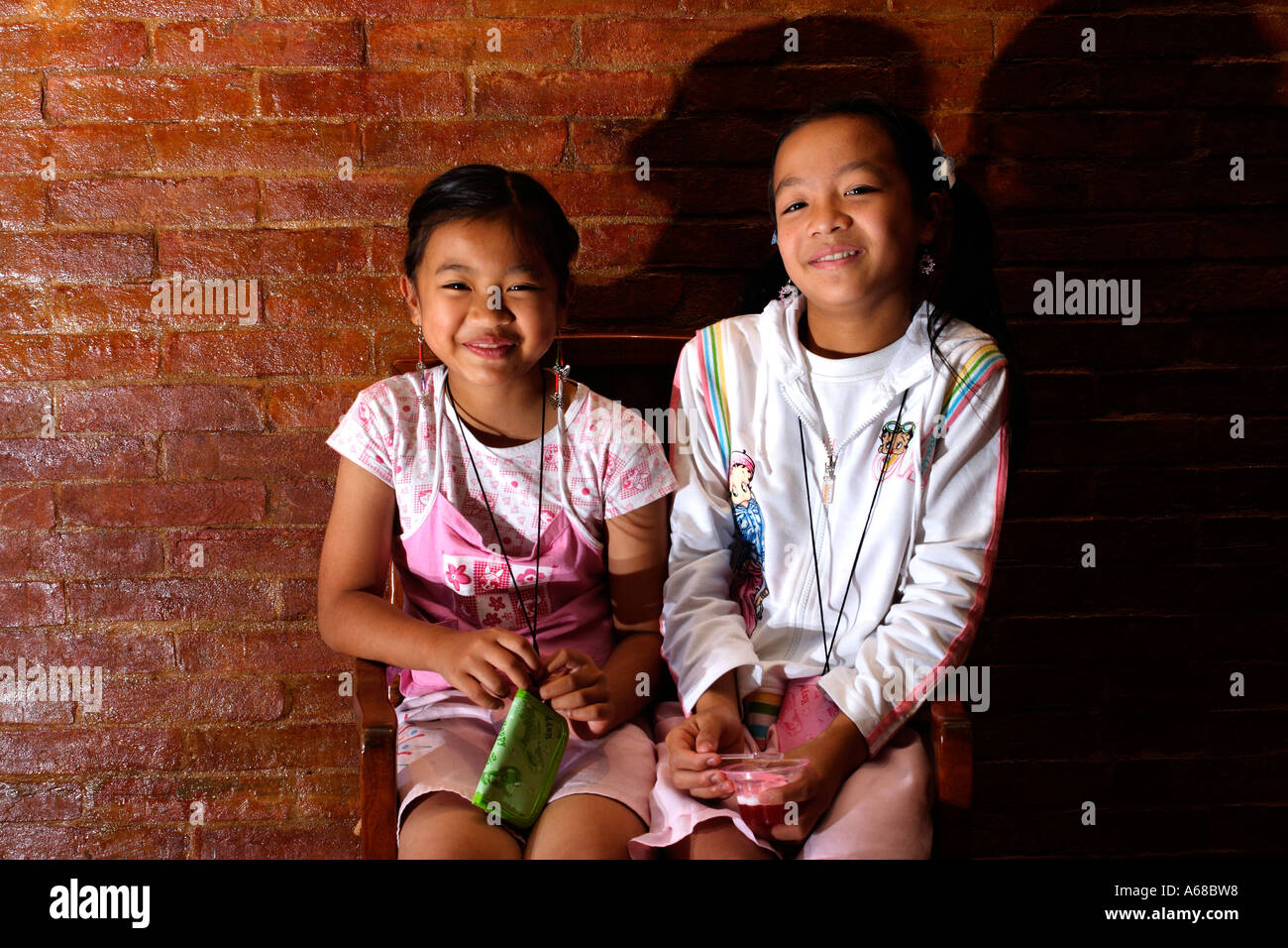 Thailand chiang Rai Mae sai young girls thais smiling sitting on the ...
