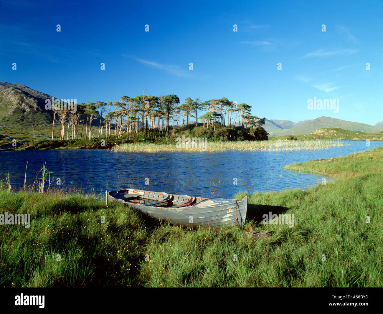 landlocked fresh water lake surrounded by hills, beauty in nature Stock ...
