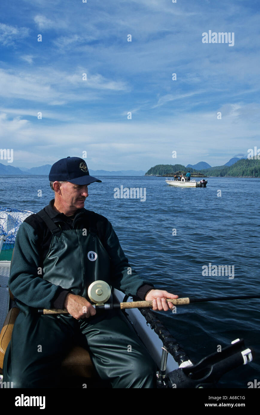 Angler fishing for salmon Chatham Sound British Columbia Stock Photo ...