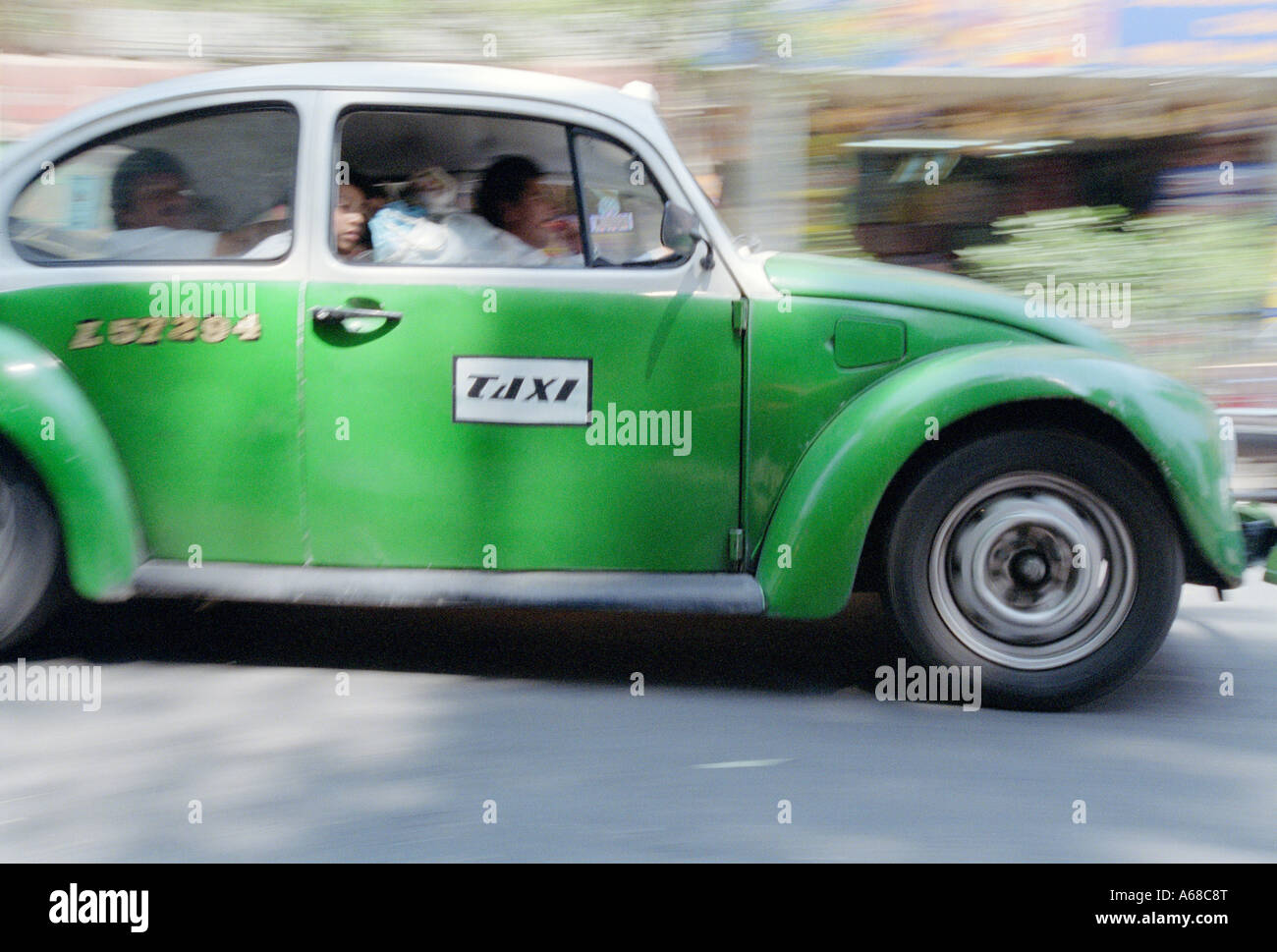Green local Taxi, Mexico City Stock Photo - Alamy