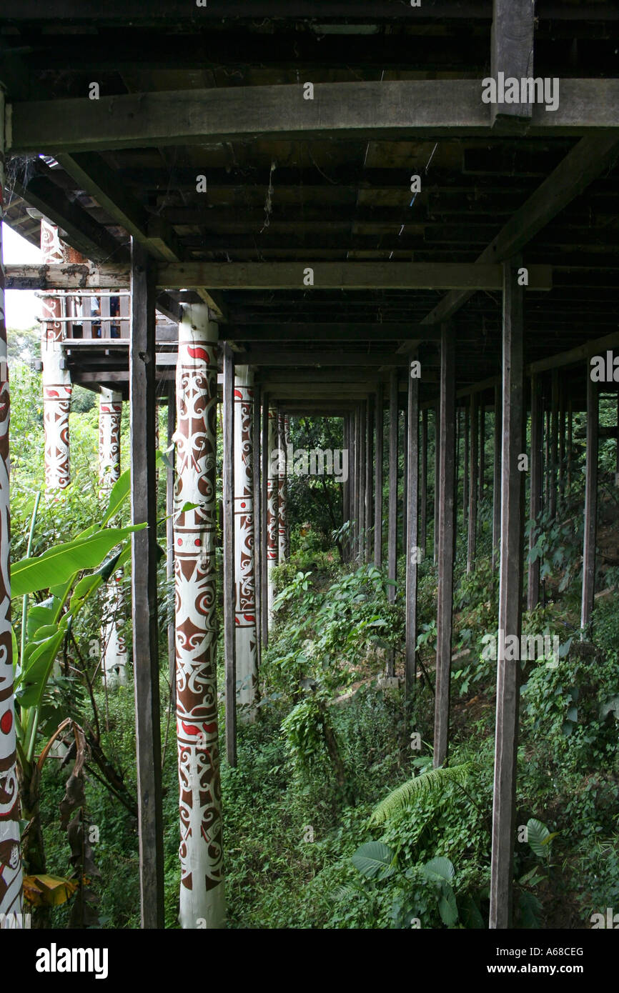 Decorated pillars of native house in Sarawak Malaysia Stock Photo - Alamy