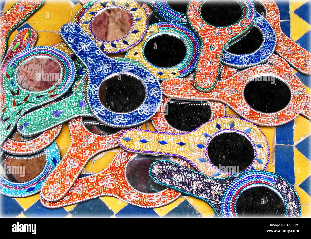 Exotic Indian hand mirrors at Camden market Camden Town London England ...