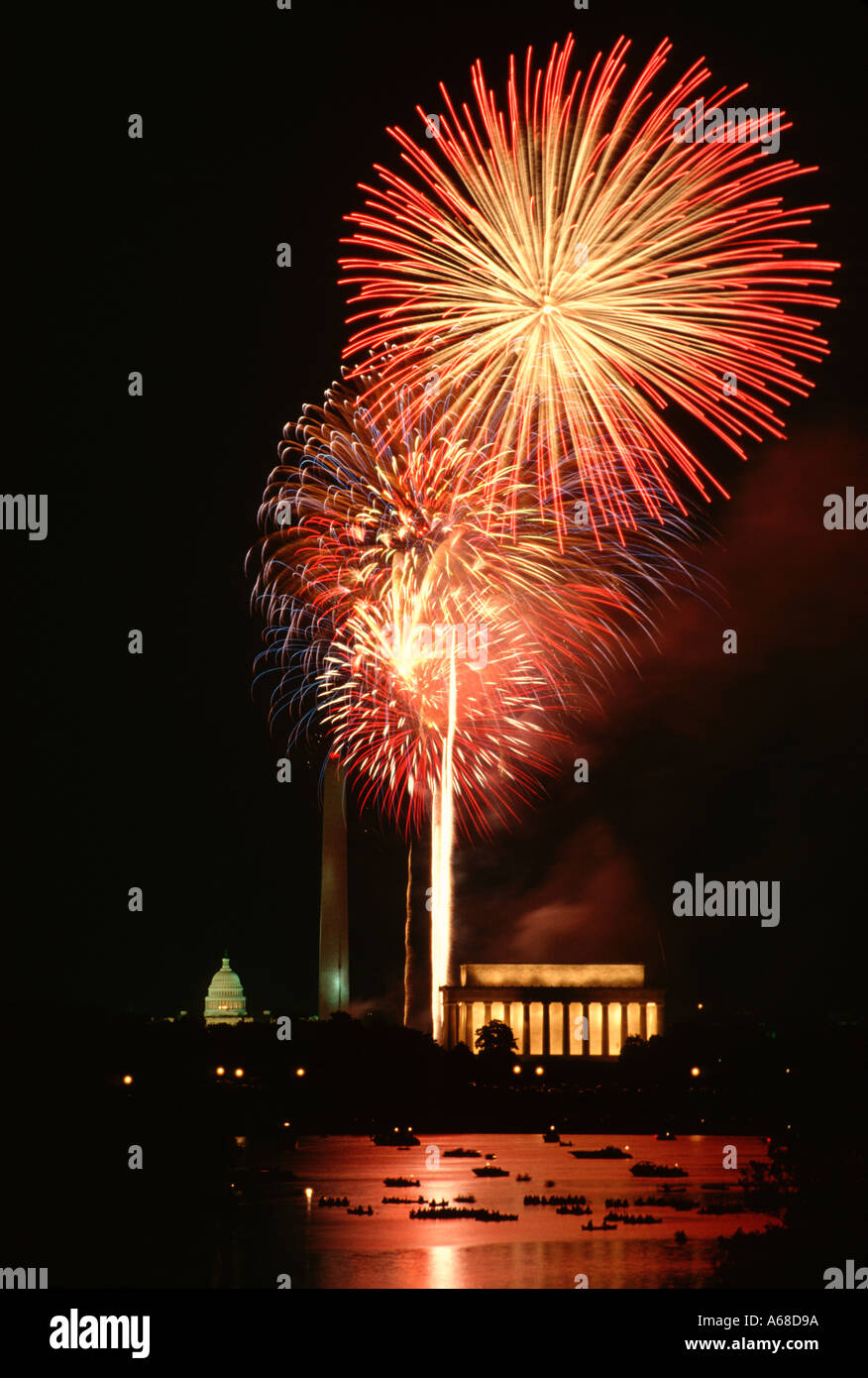 4th of July Celebration with fireworks in Washington DC at the ...