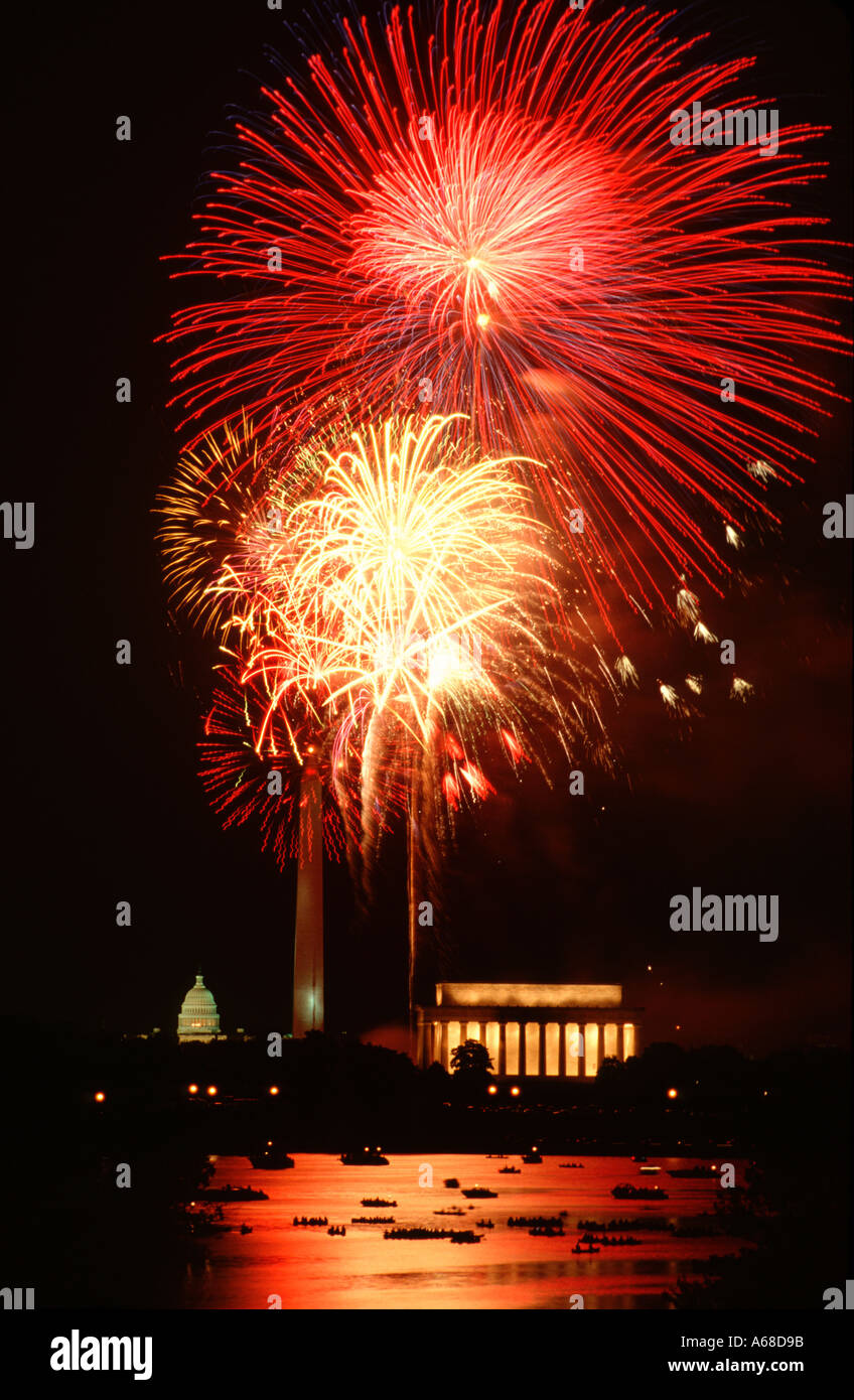 4th of July Celebration with fireworks at the Washington Monument and ...