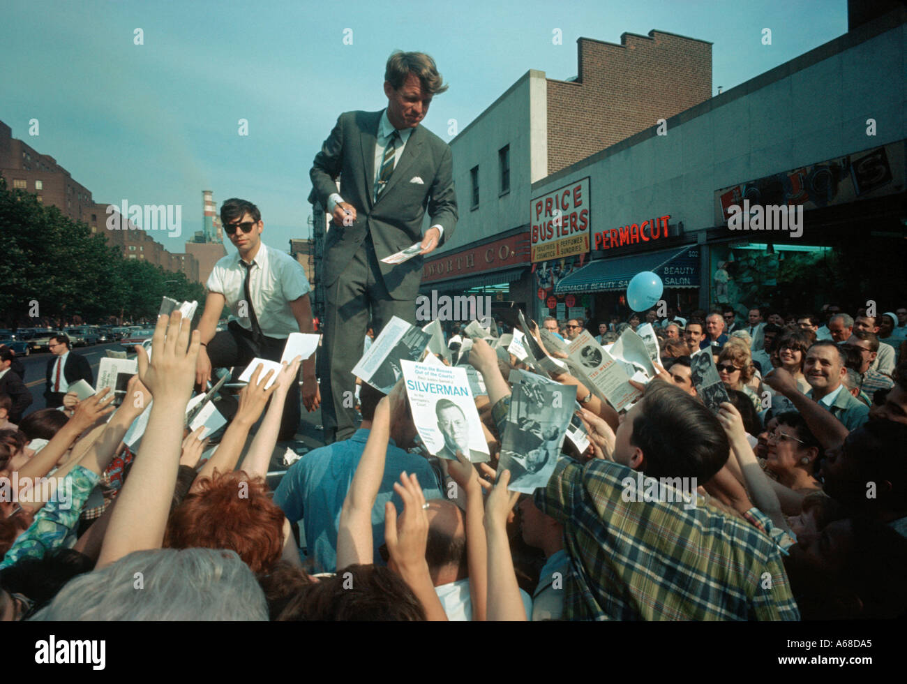 Senator Robert F Kennedy campaigns in Gary Indiana USA for the ...