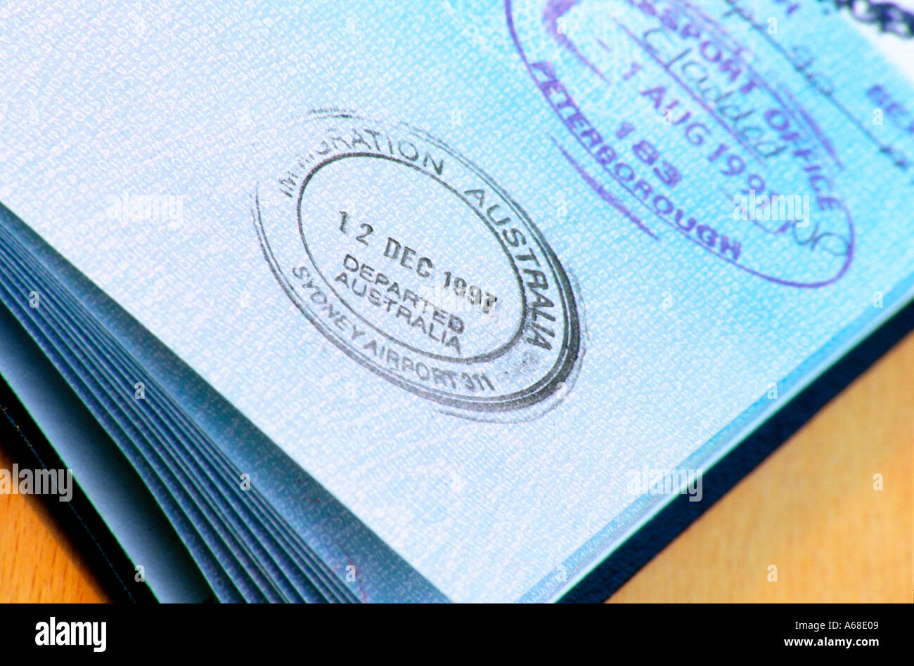 A British UK Passport with Australian Exit Stamp UK passport open on ...