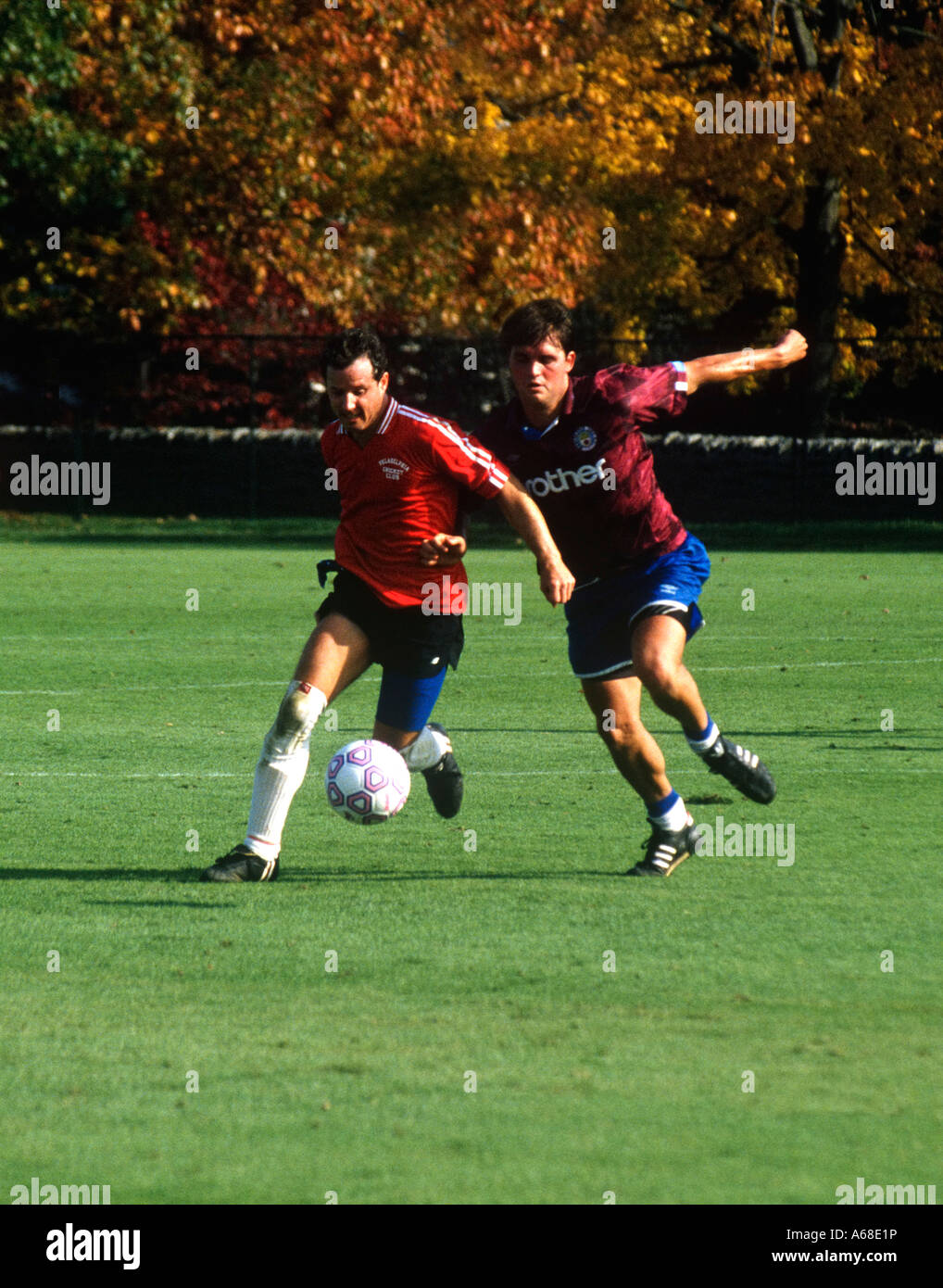 Adult mens soccer game Stock Photo - Alamy
