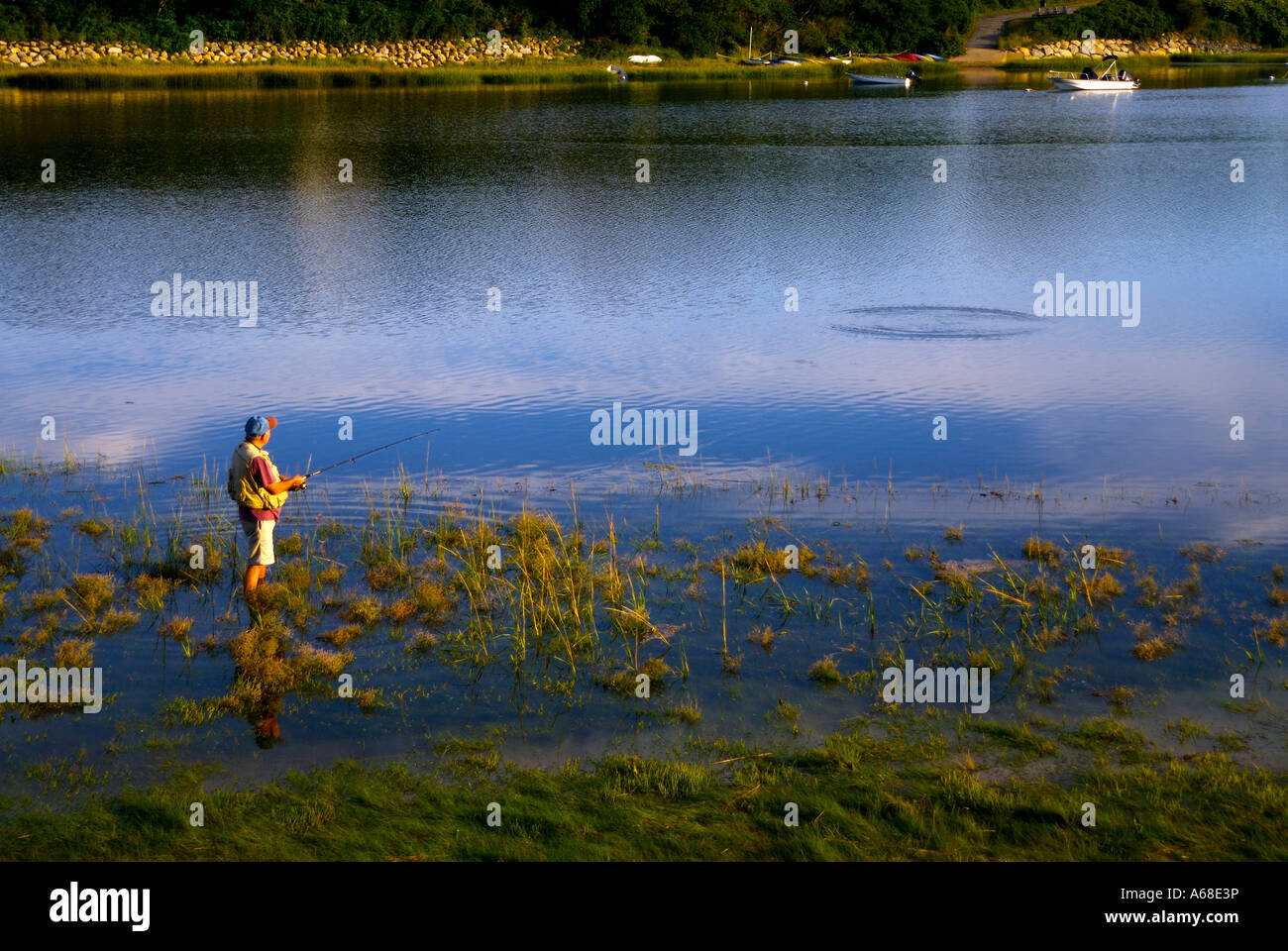Man fishing Mill Pond, Orleans, Cape Cod, MA, USA Stock Photo - Alamy