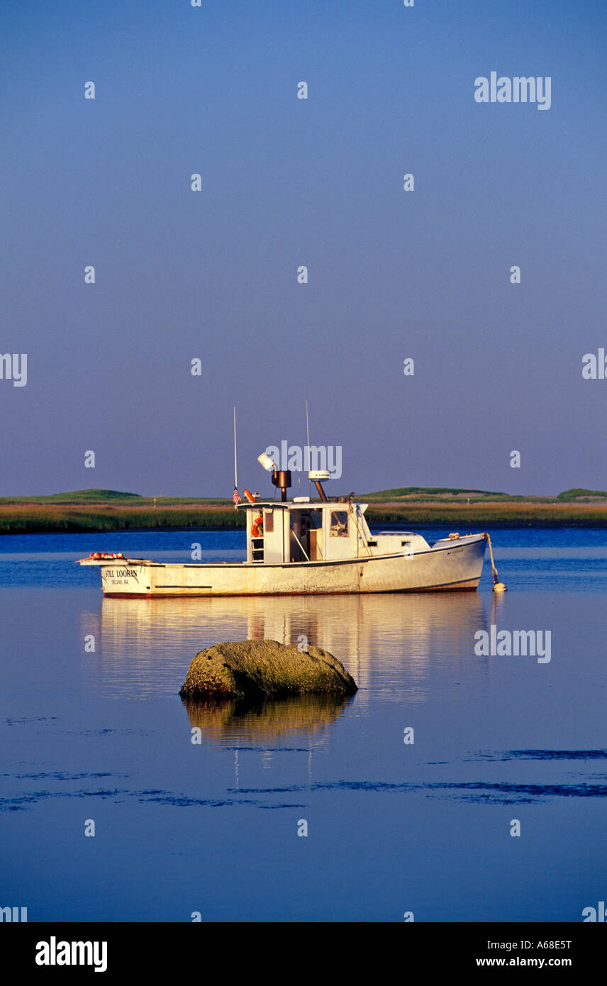 Lobster boat anchored in Nauset Harbor, Orleans, Cape Cod, MA, USA ...