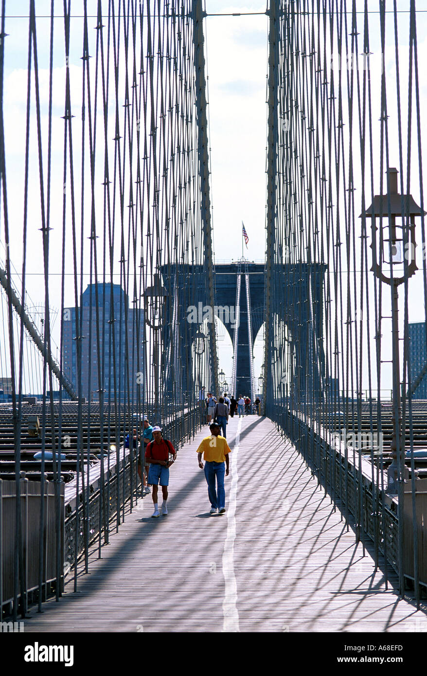 Pedestrian walkway on the Brooklyn bridge Stock Photo - Alamy